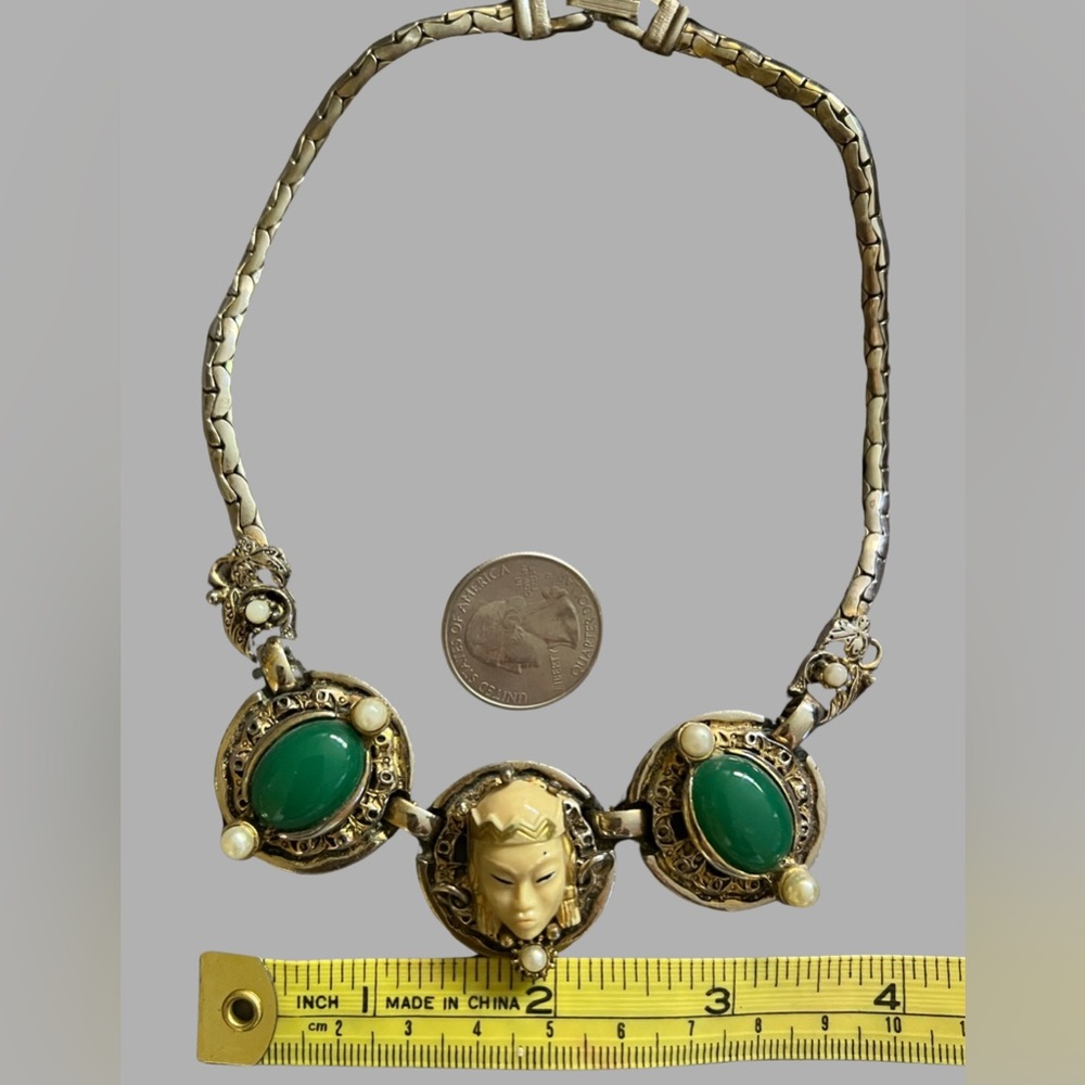 Rare “Selro Selini” Vintage Asian Face Necklace - Gem
